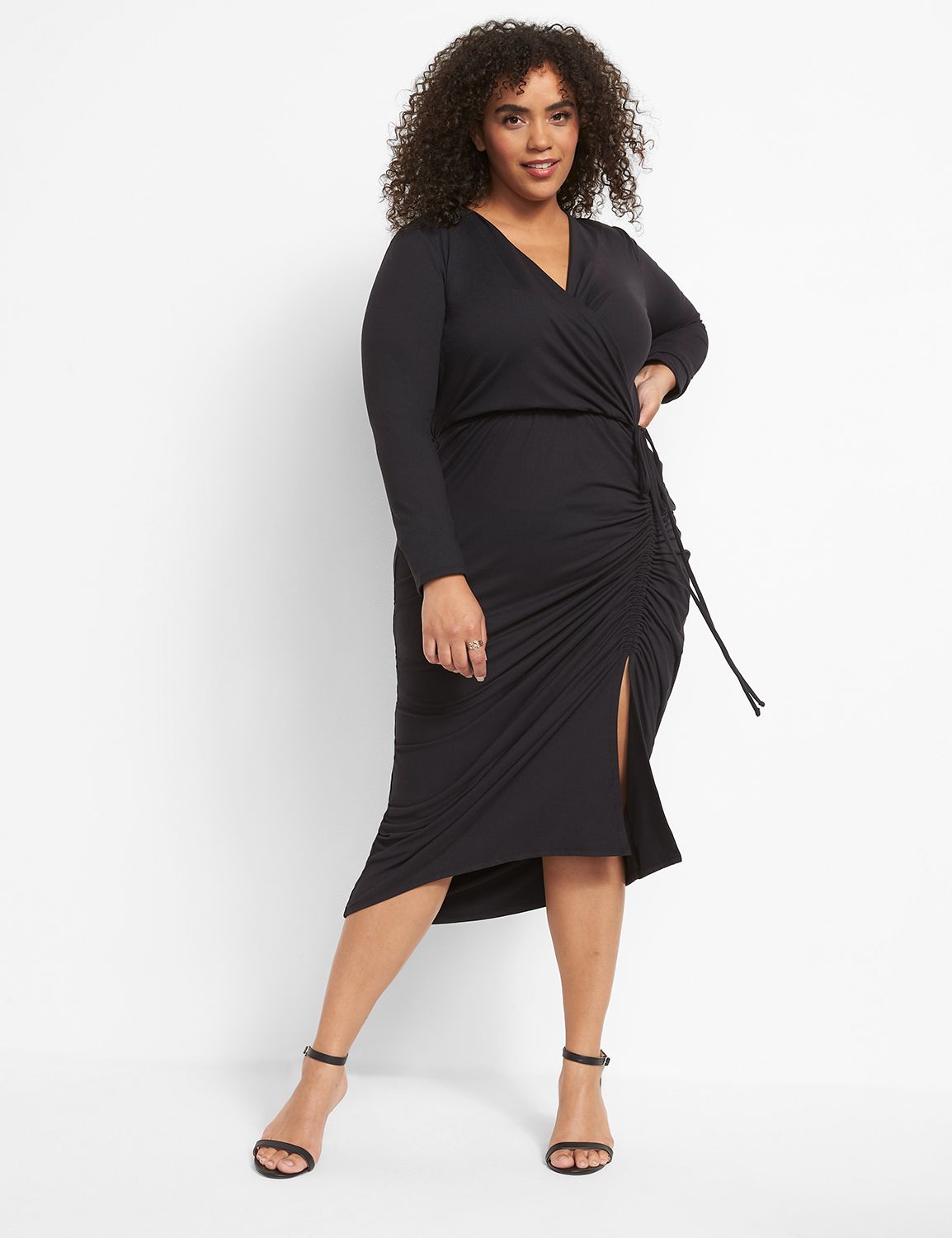 Side-Ruched Midi Dress