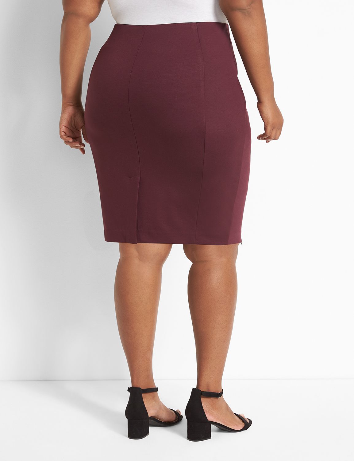 Zipper-Hem Ponte Pencil Skirt