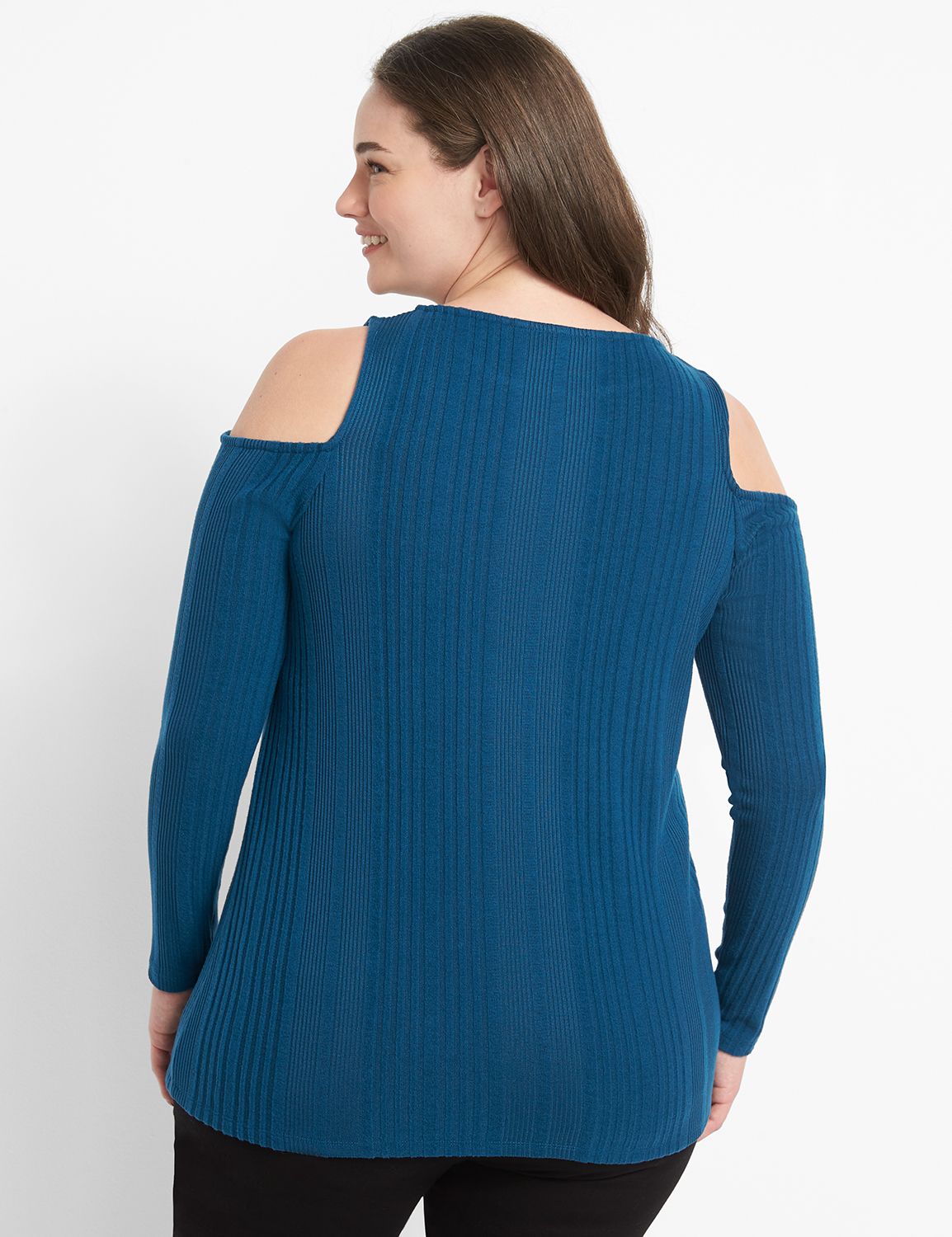Long Sleeve Cold Shoulder Turtle Neck Hacci Top 1125024:PANTONE Legion ...