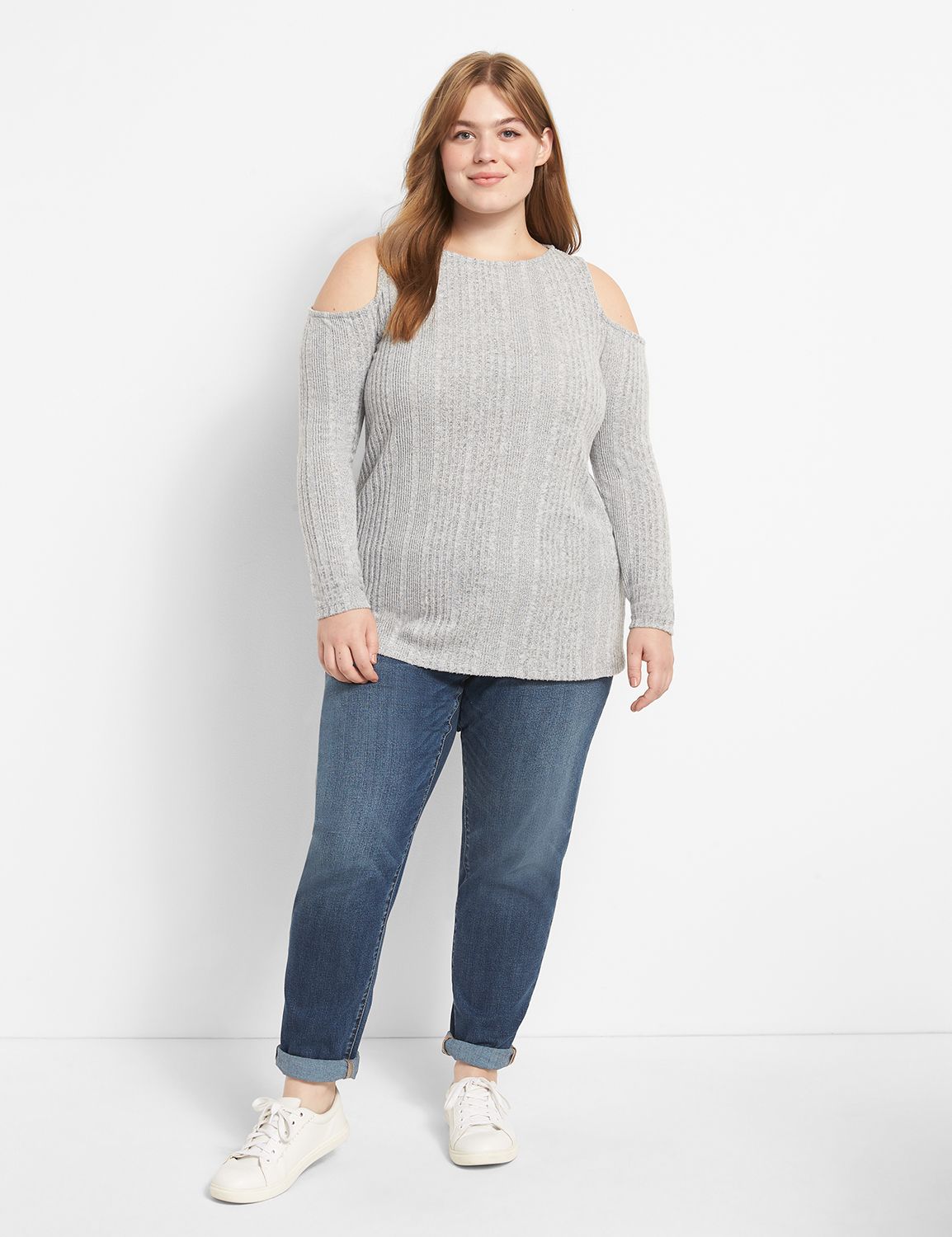 Long Sleeve Cold Shoulder Turtle Neck Hacci Top 1125024:BTC30 Medium ...