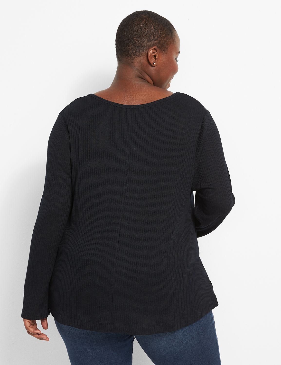 Long Sleeve Notch Neck Swing Tee So
