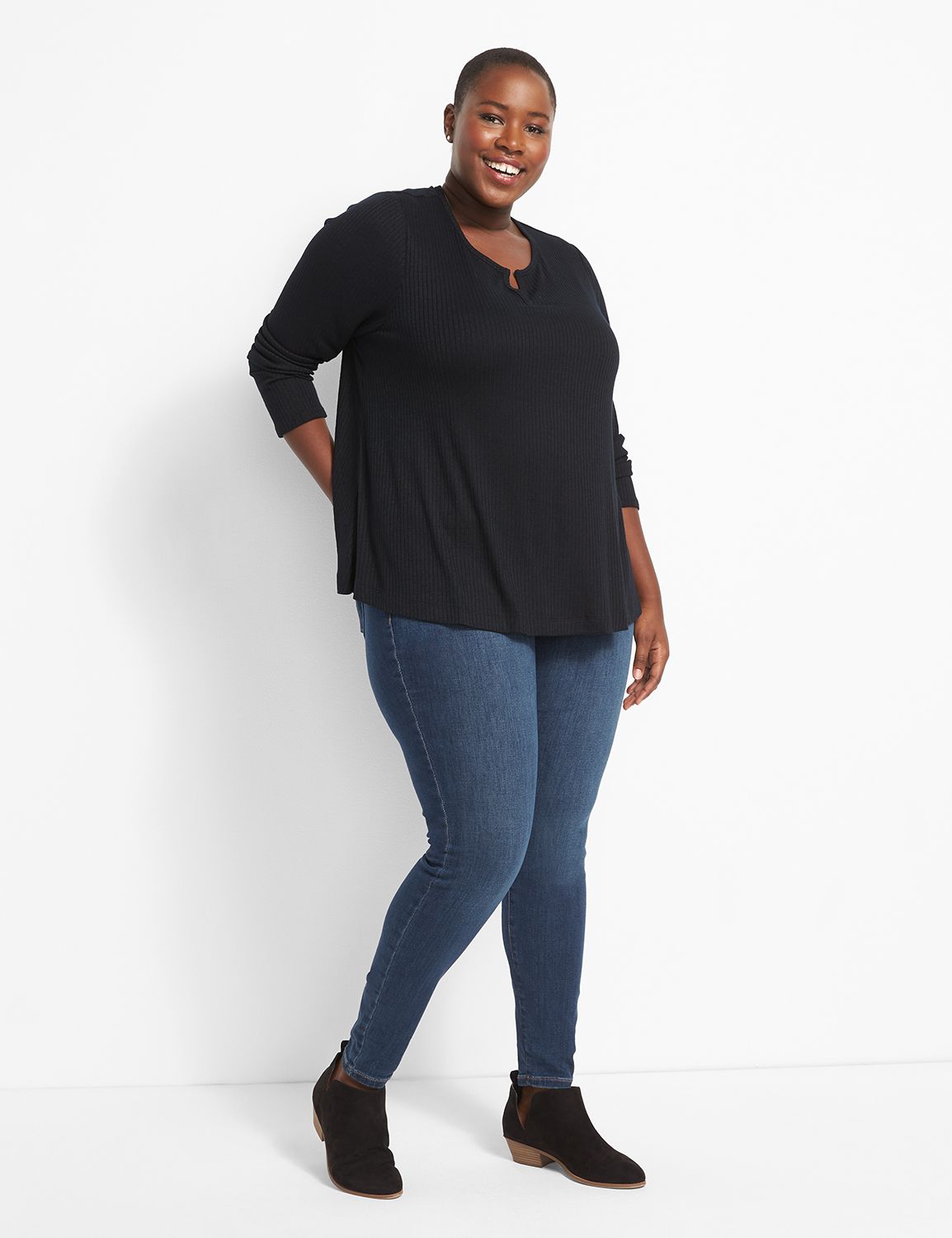 Long Sleeve Notch Neck Swing Tee So