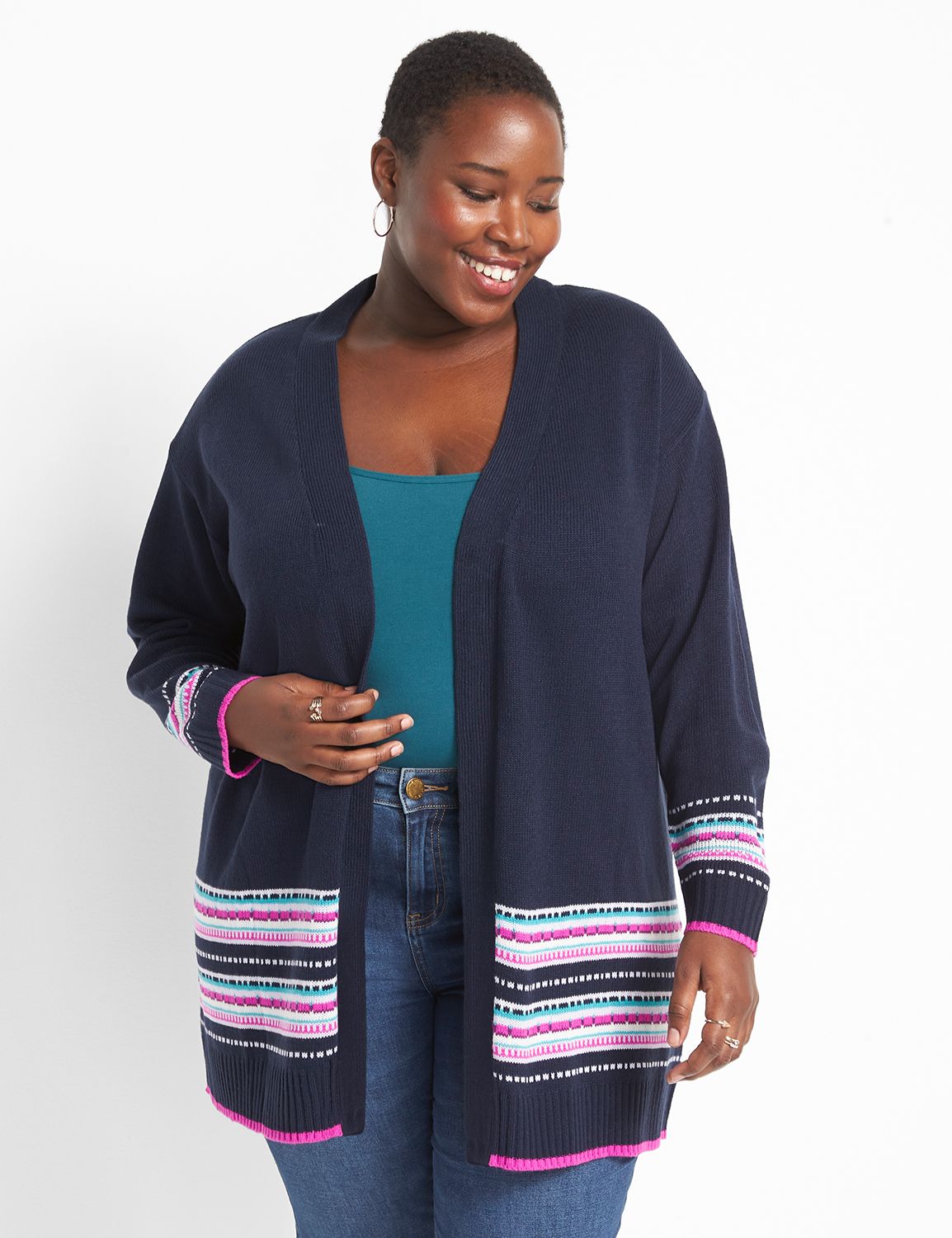 Lane Bryant Open-Front Fair Isle Duster | Hamilton Place