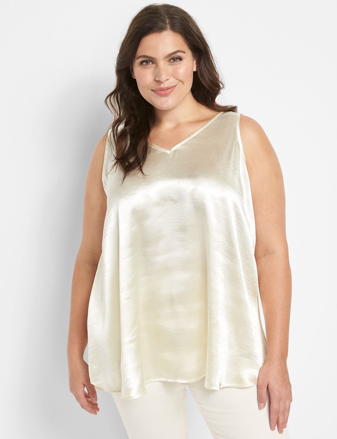 V-neck Satin Tank | LaneBryant
