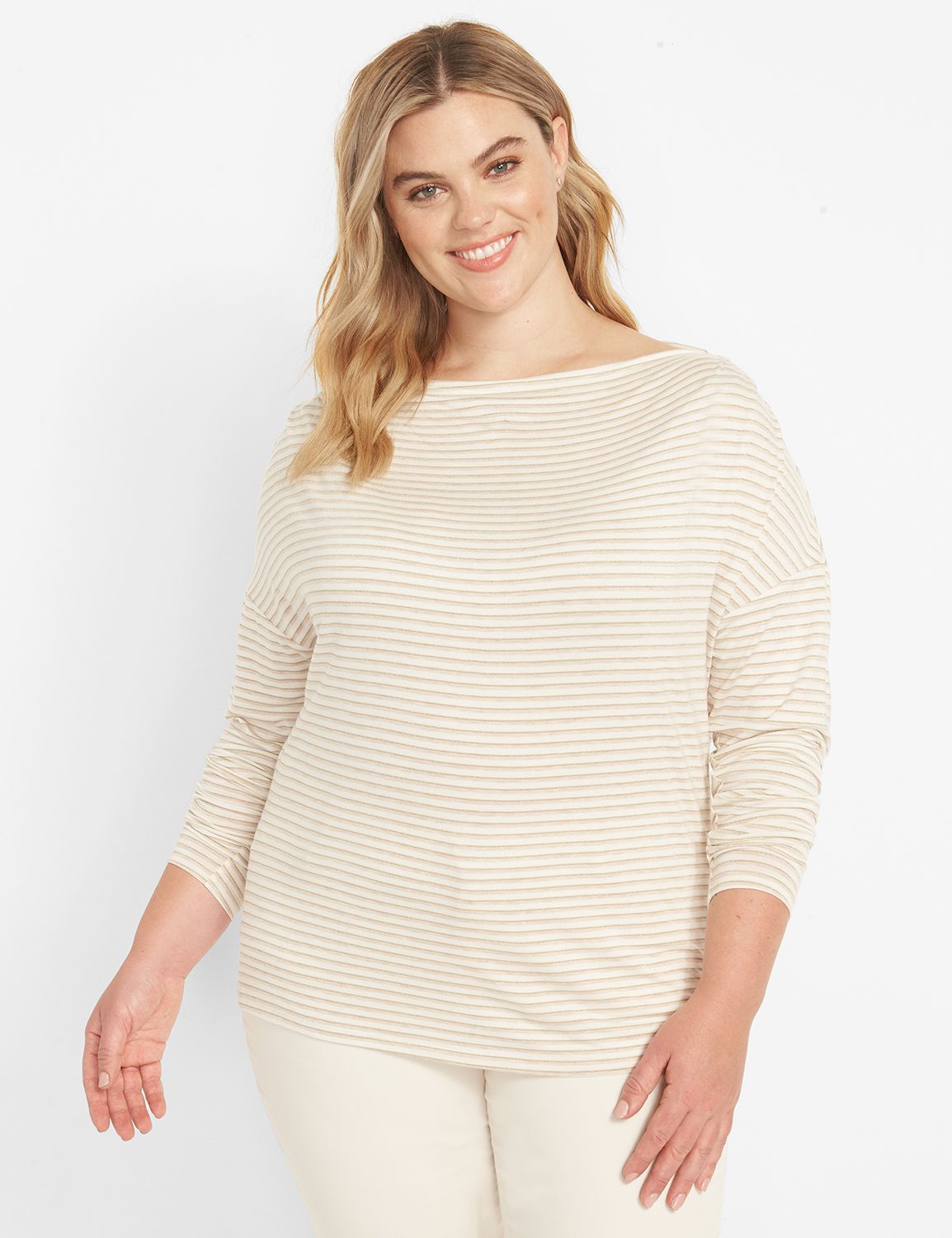 Drop-Shoulder Boatneck Tee - Shimmer