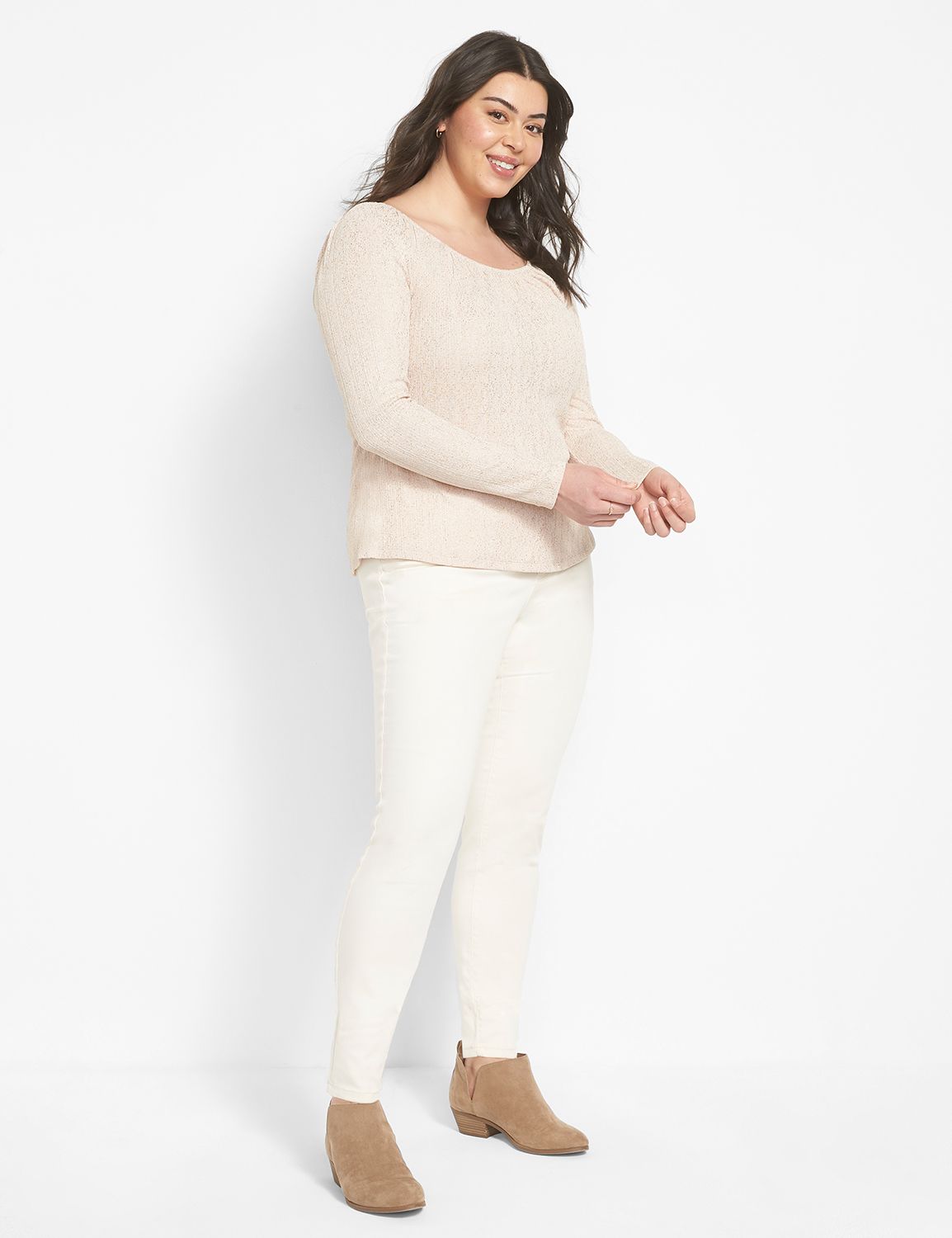 Square-Neck Textured Knit Top