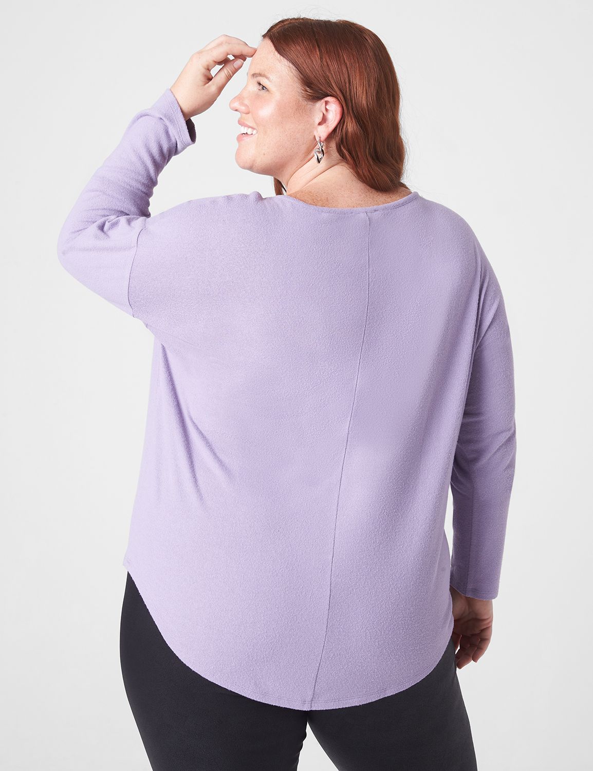 Long Sleeve Dolman Open Crew Neck C Lanebryant
