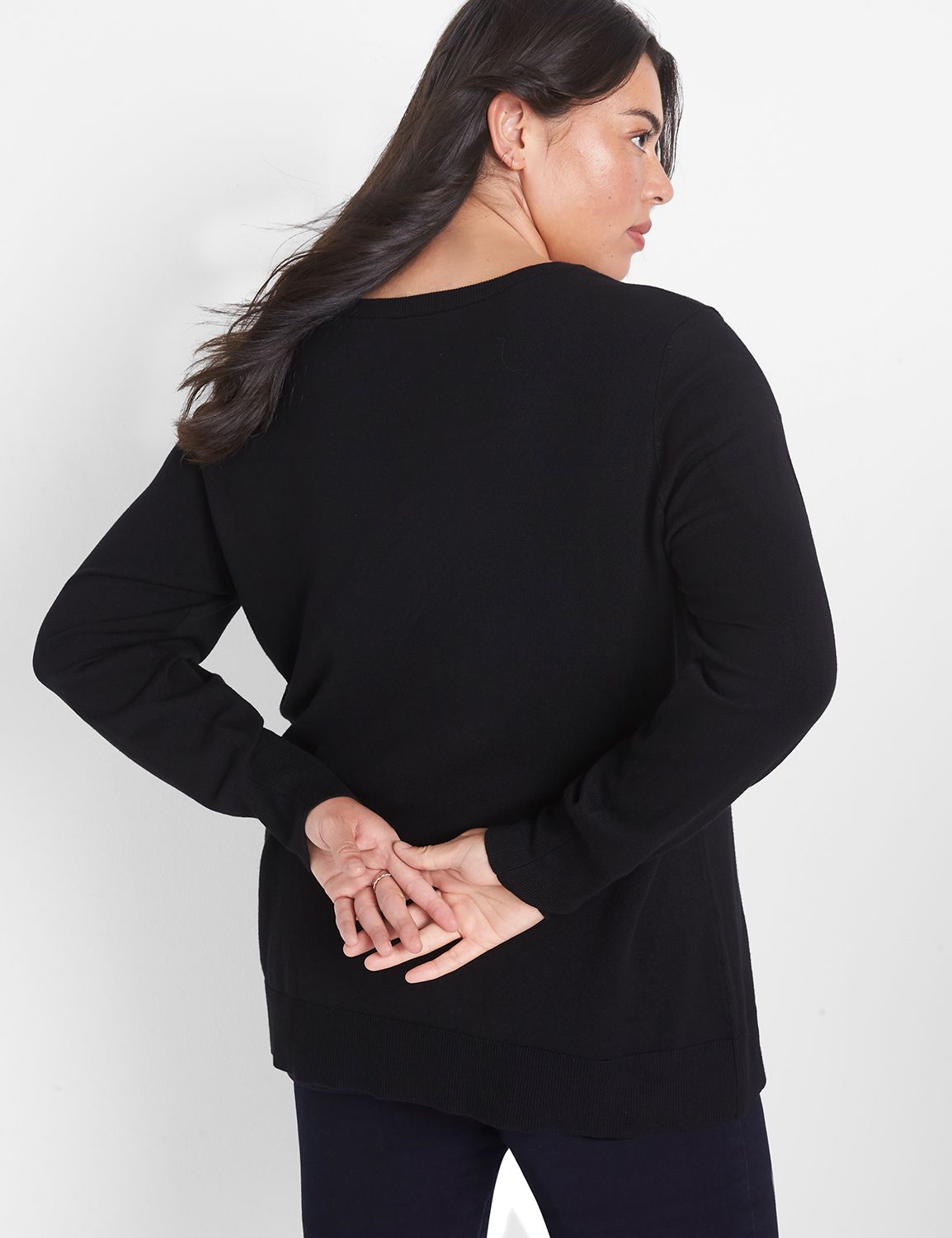 Long Sleeve Crew Neck Cut-Out Pullo