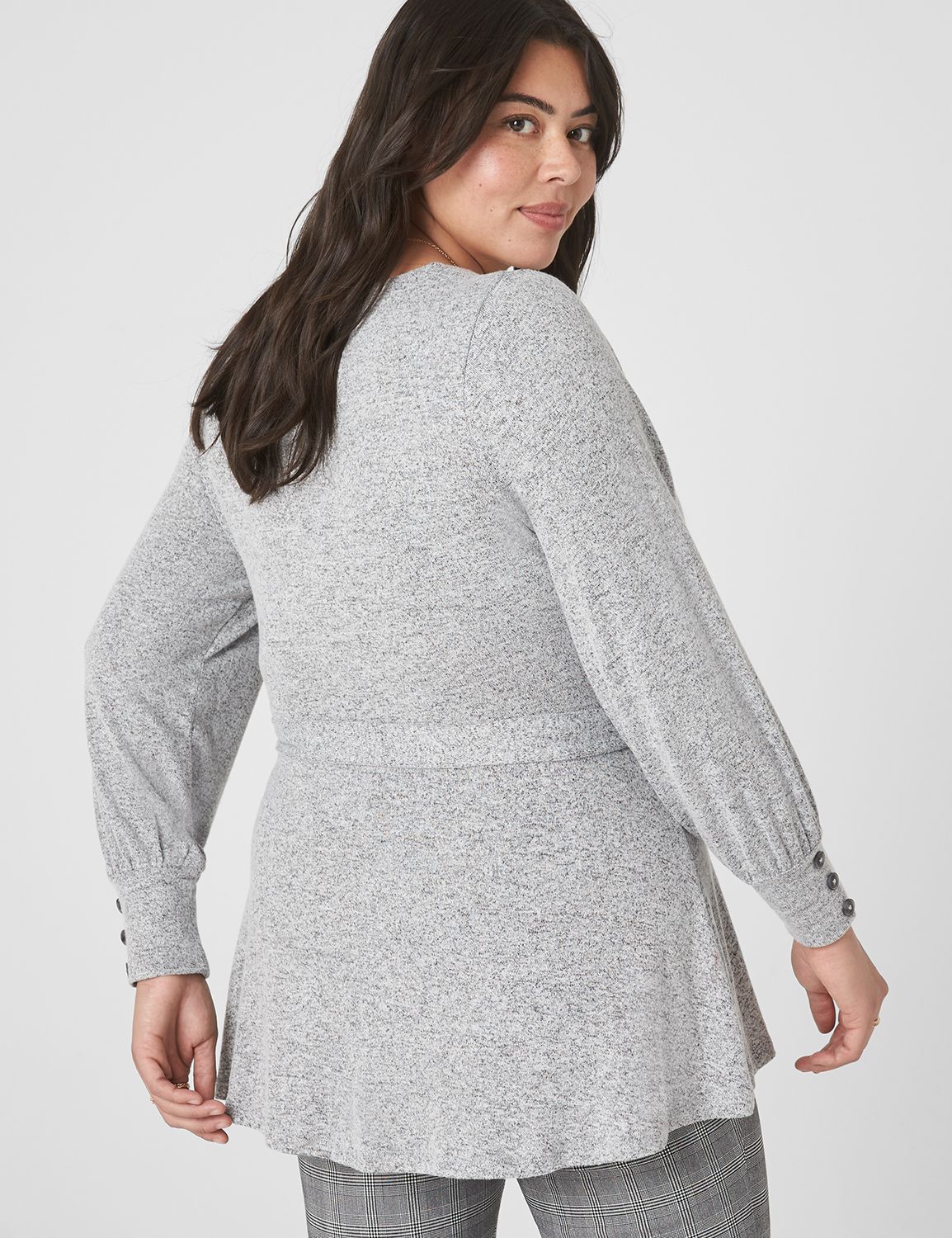 Long Sleeve V-Neck Tunic In Hacci 1 | LaneBryant