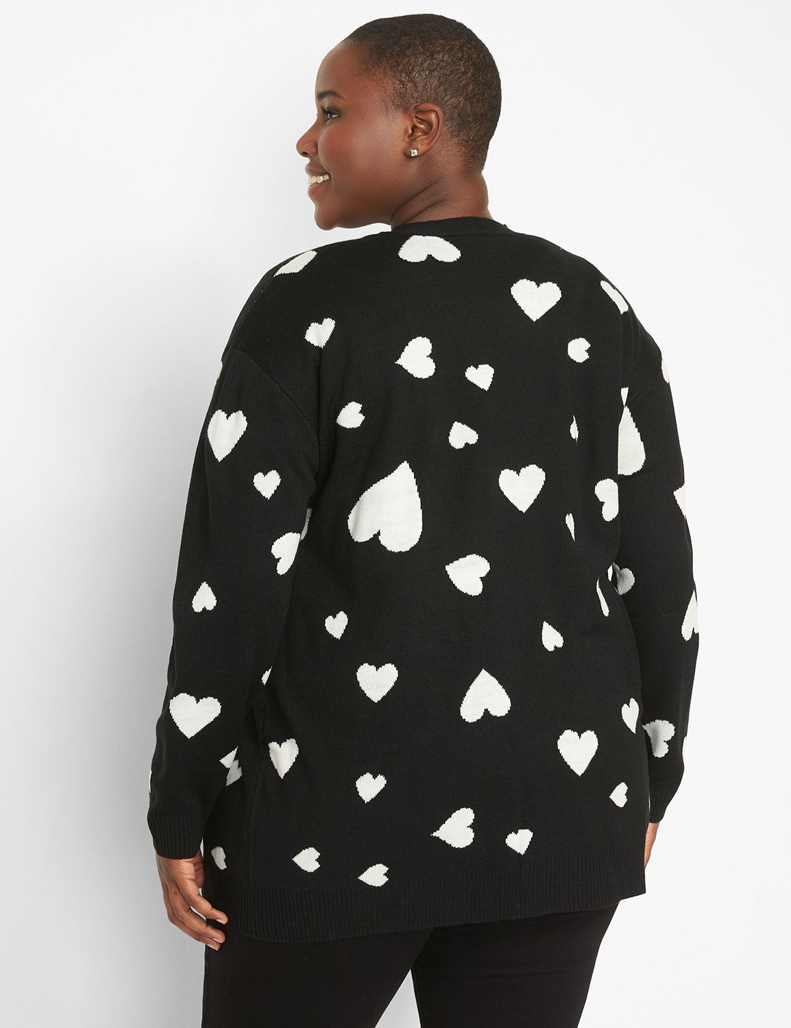 Open-Front Cardigan - Hearts