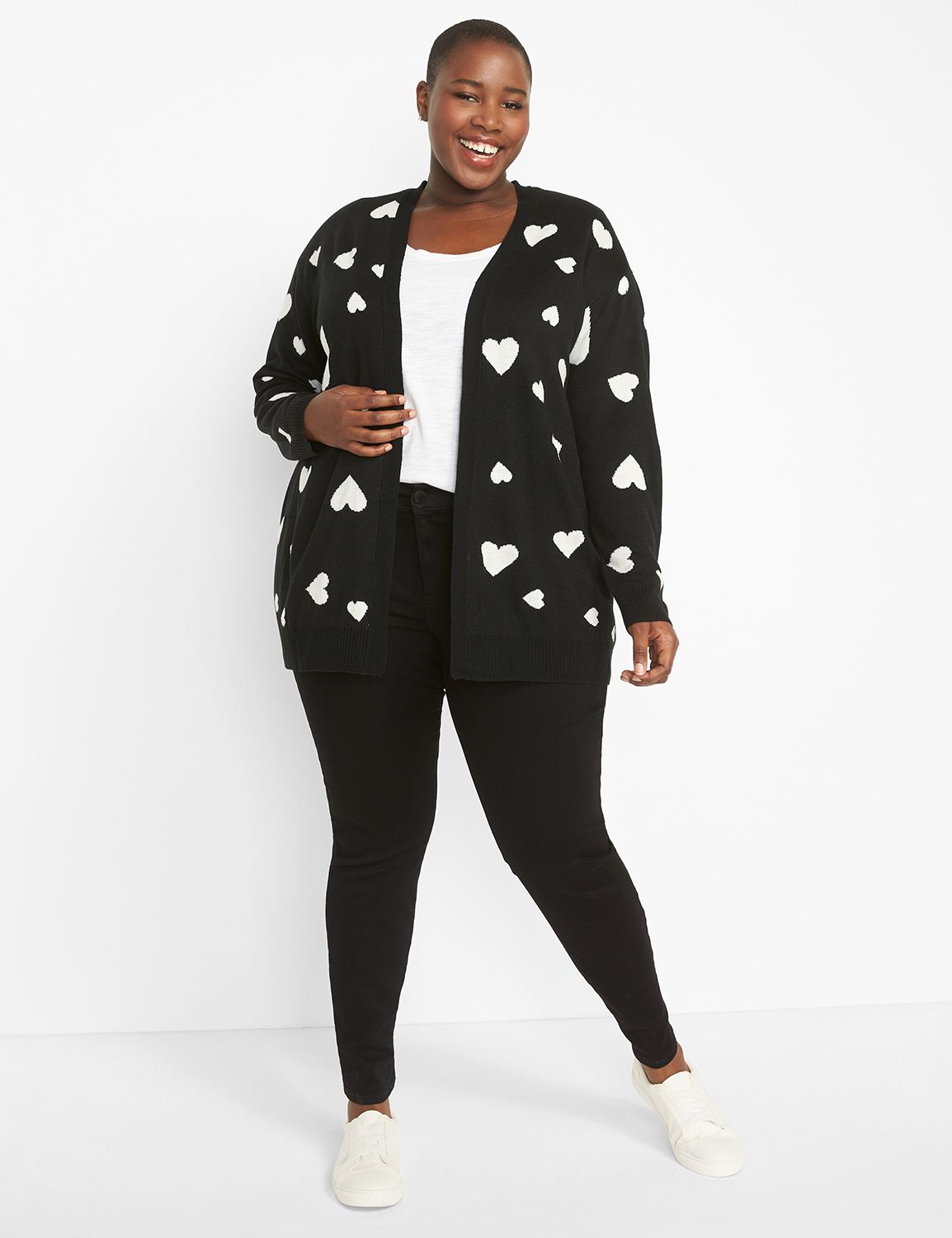 Open-Front Cardigan - Hearts