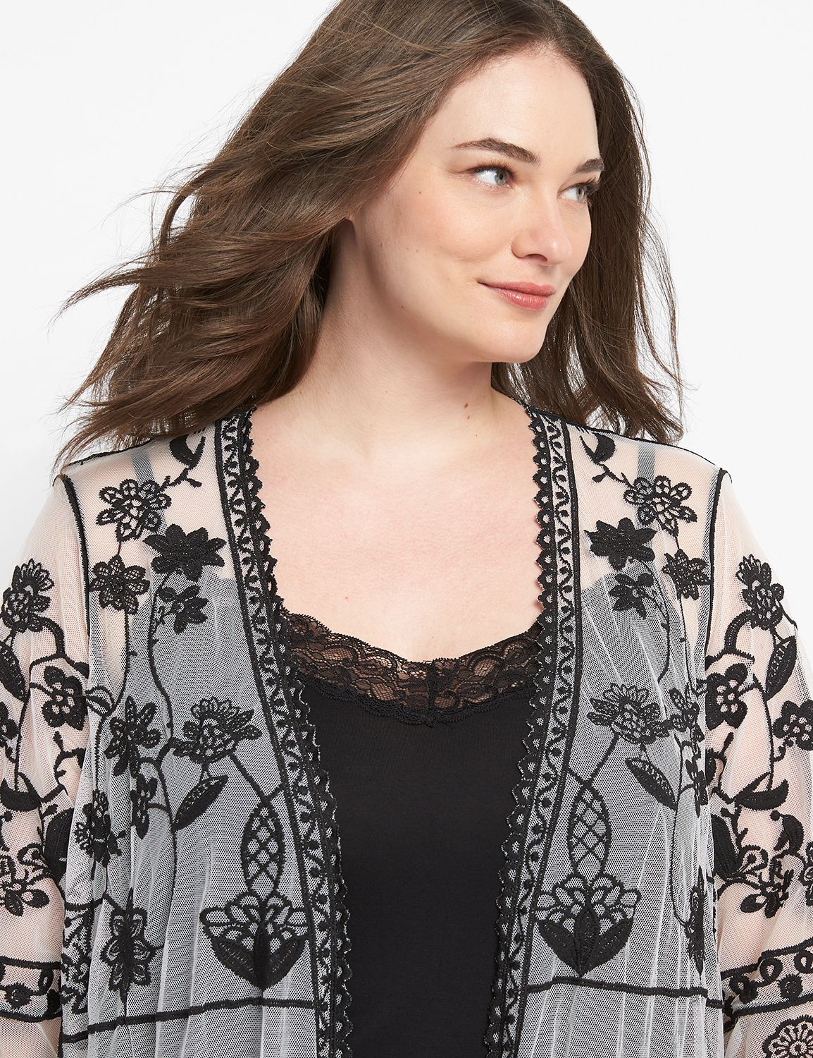 Embroidered-Mesh Maxi Overpiece