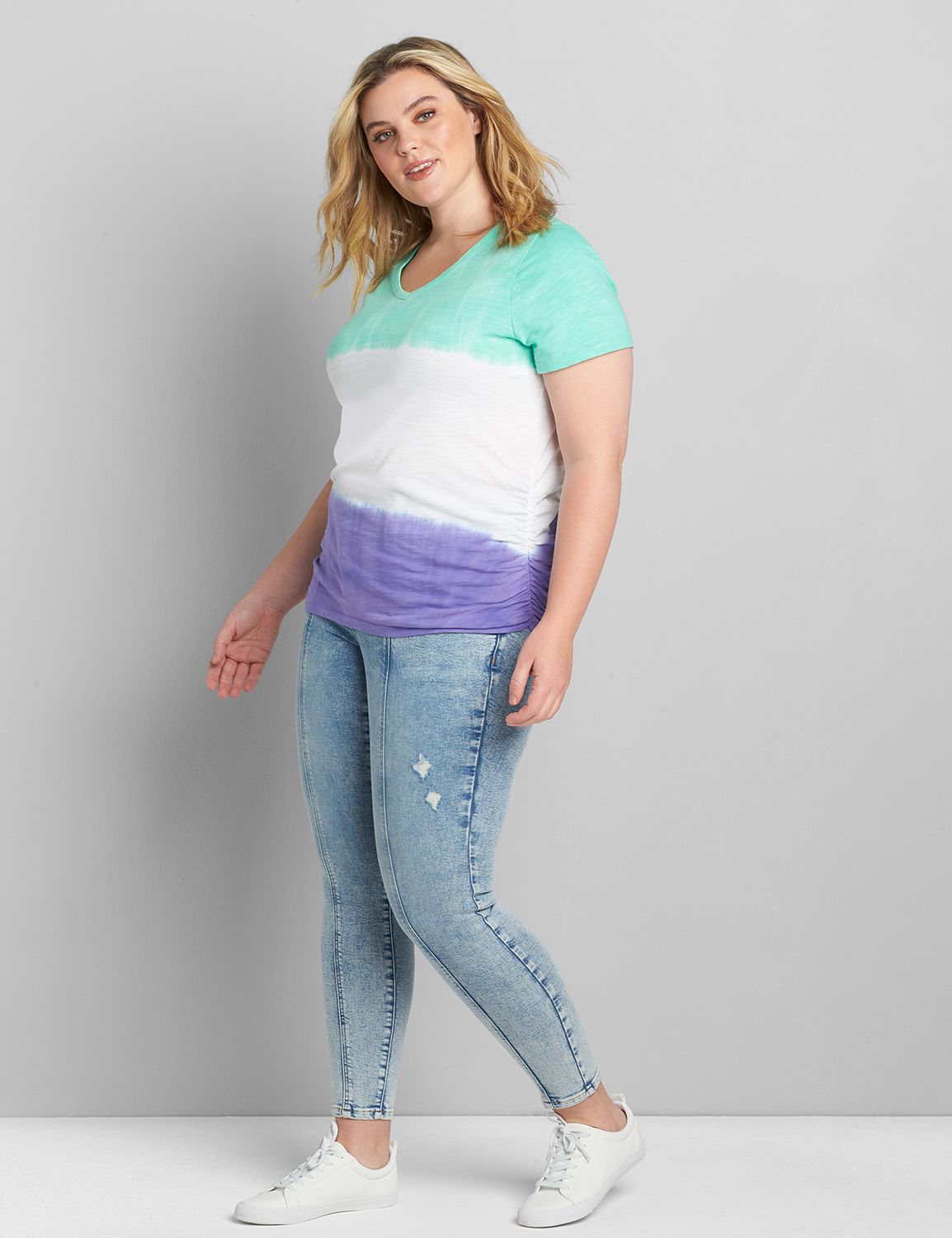 V-Neck Ruched Side Tee