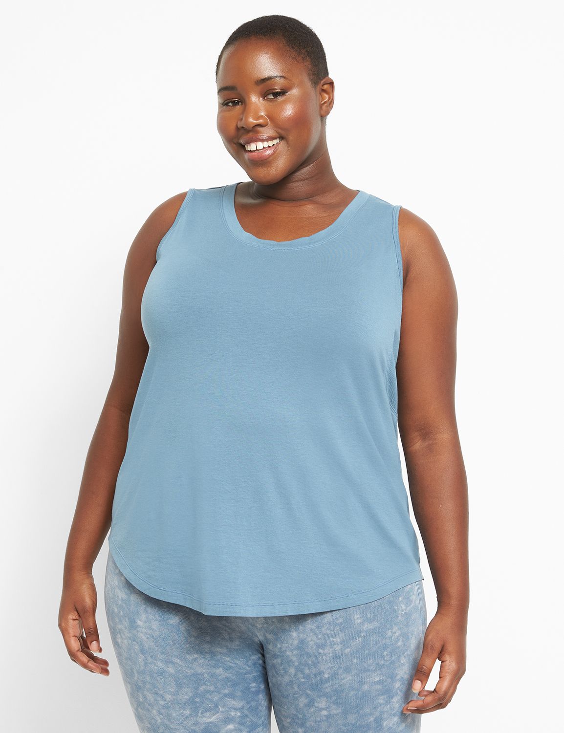 Sleeveless Scoop Neckline Fabric Bl | LaneBryant