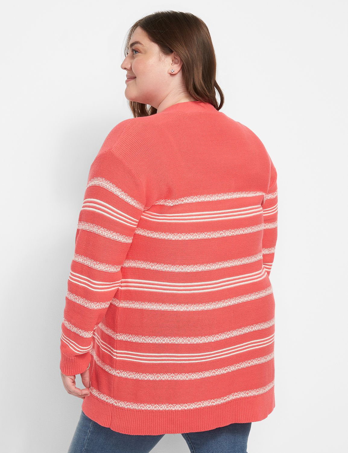 Long Sleeve Stripe Open Front Cardi