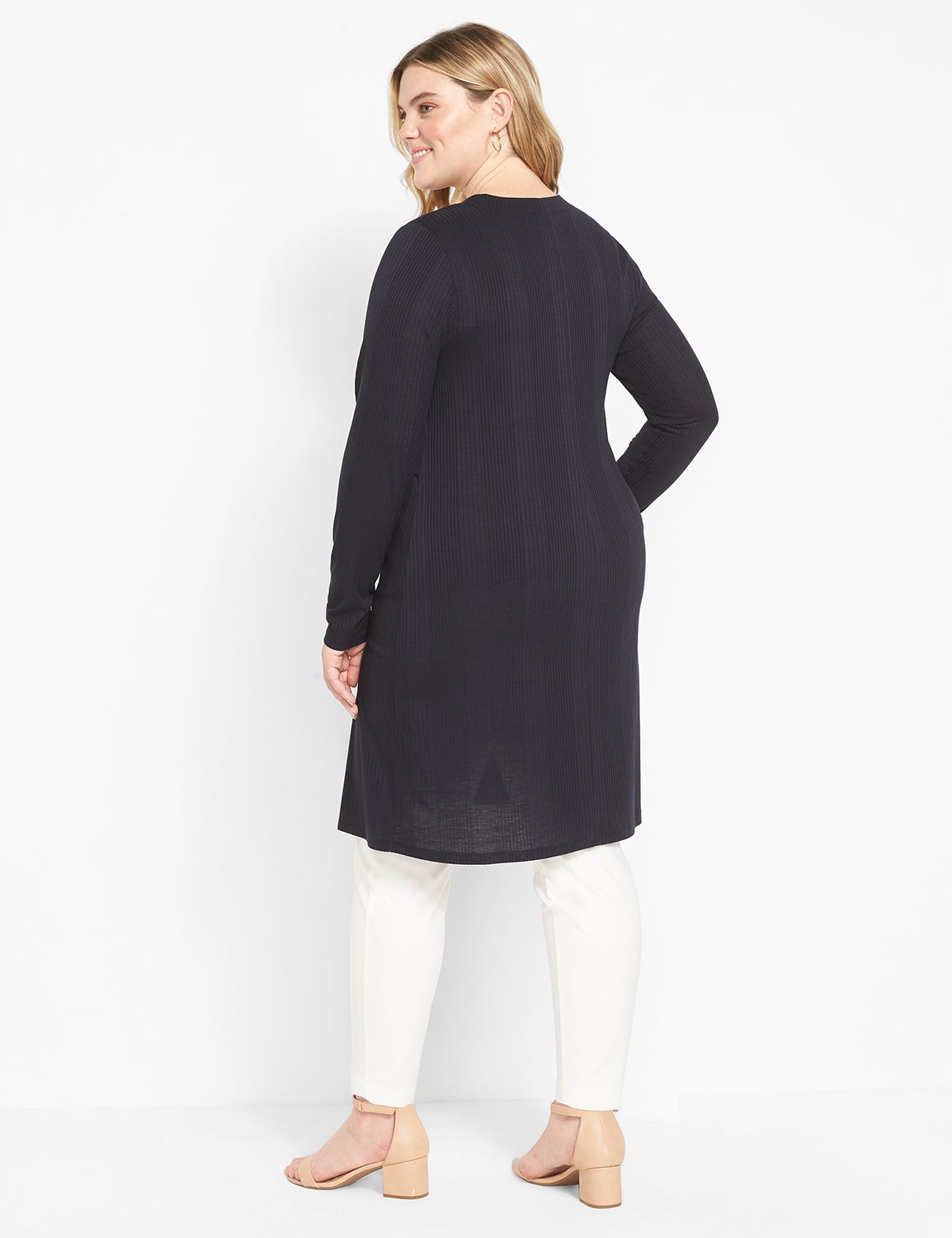 Button-Front Ribbed Duster
