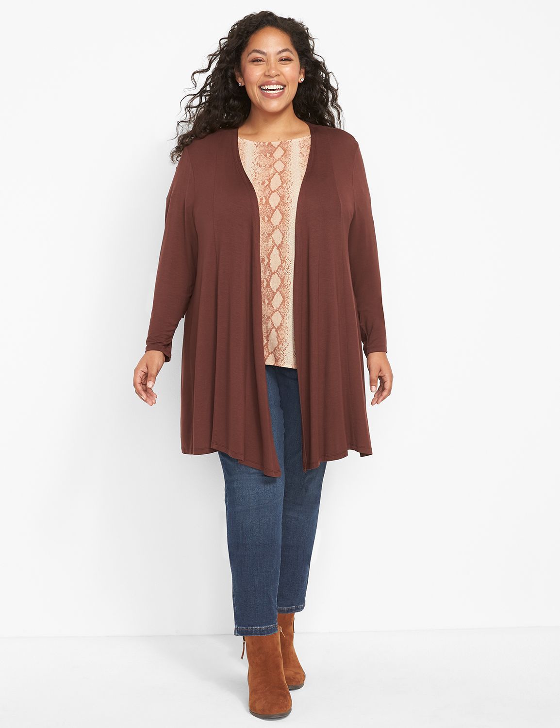 Long Sleeve Open Front Fit And Flar | LaneBryant