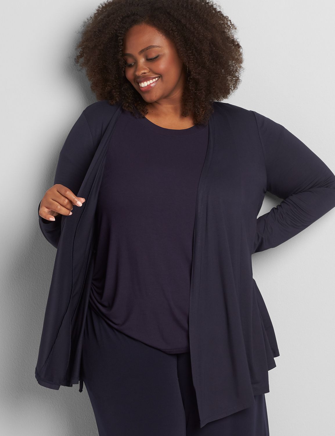 Long Sleeve Open Front Fit And Flar | LaneBryant