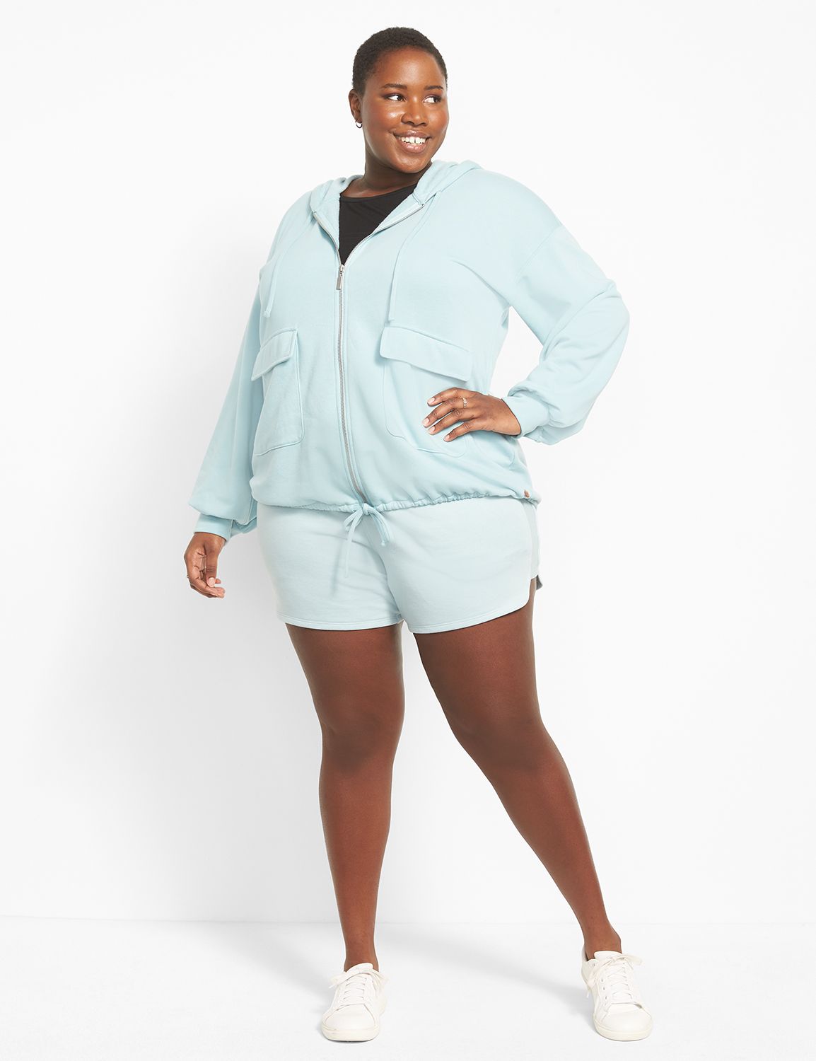 Livi Mid Rise French Terry Short Ri | LaneBryant