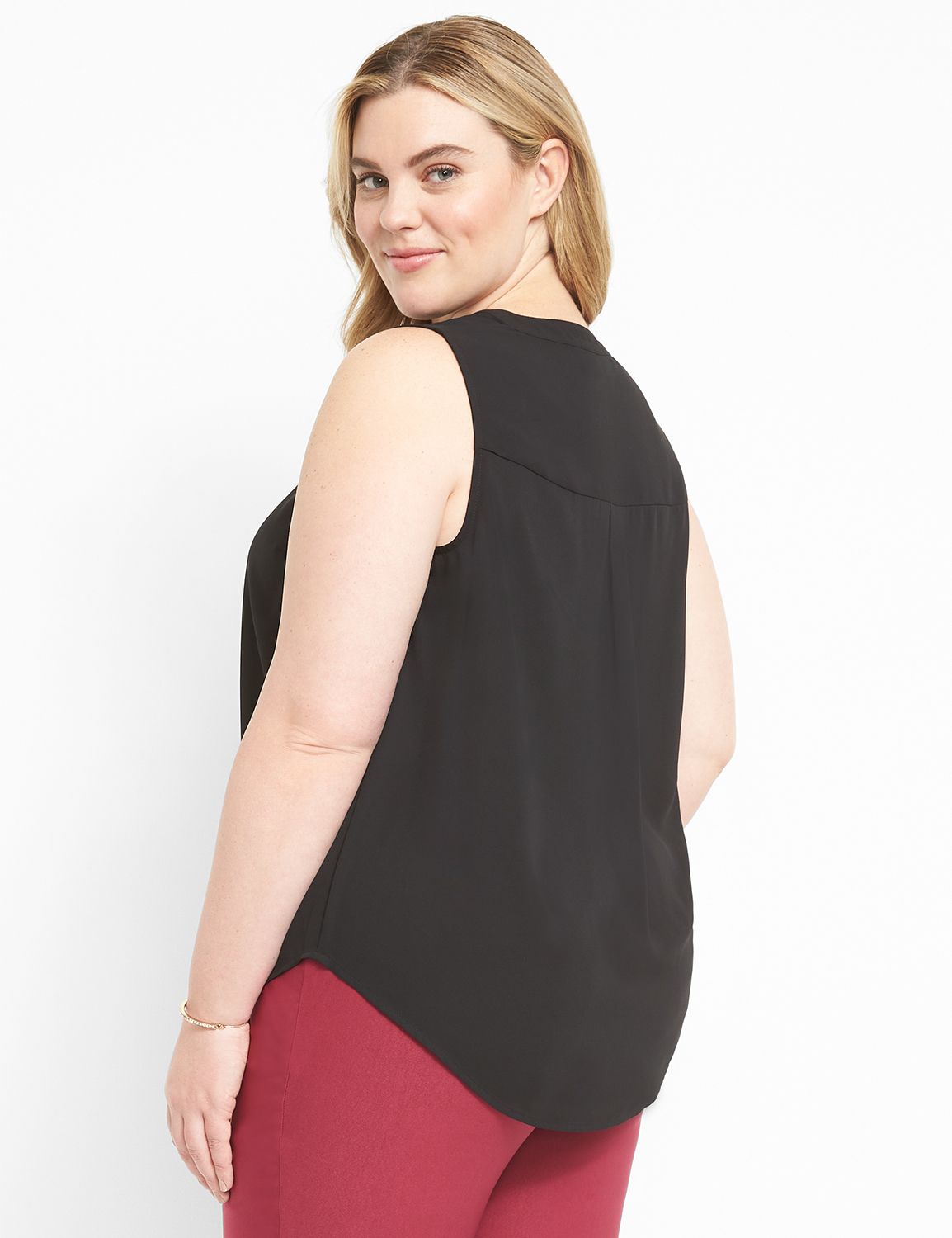 Classic Sleeveless Button-Front Popover Camp Shirt