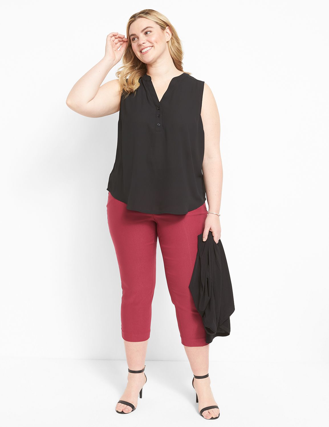 Classic Sleeveless Button-Front Popover Camp Shirt