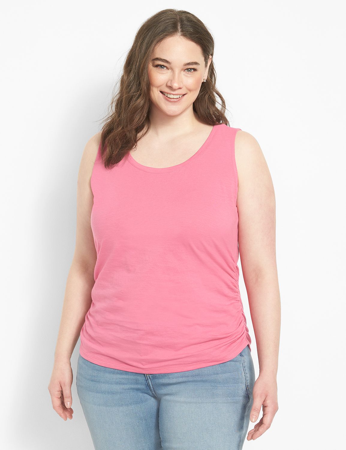 Classic Scoop-Neck Ruched-Side Tank