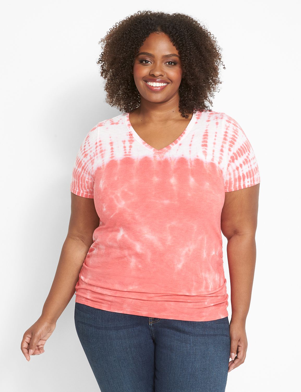 Classic V-Neck Ruched-Side Tee