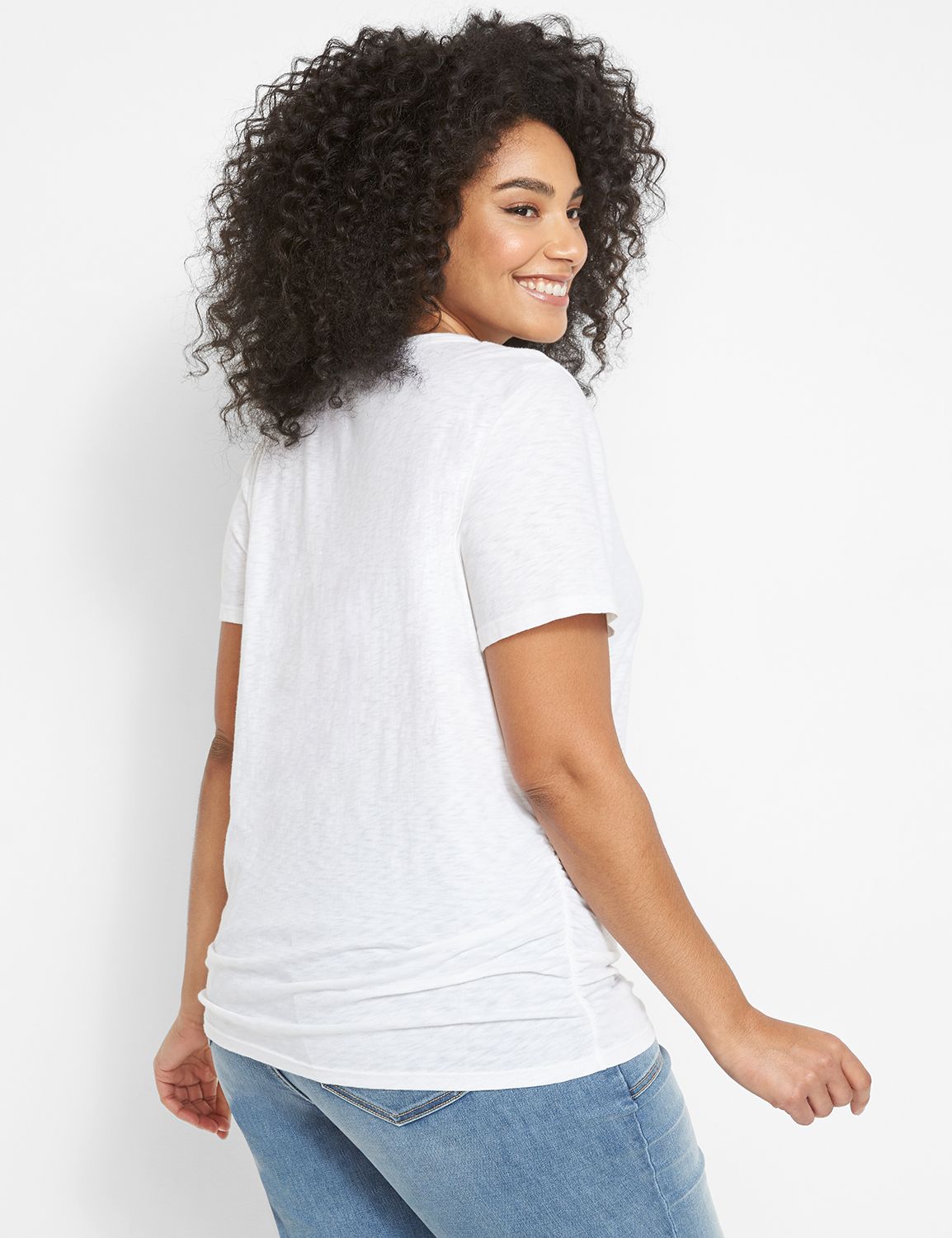 Short Sleeve V neck Side Ruched Tee