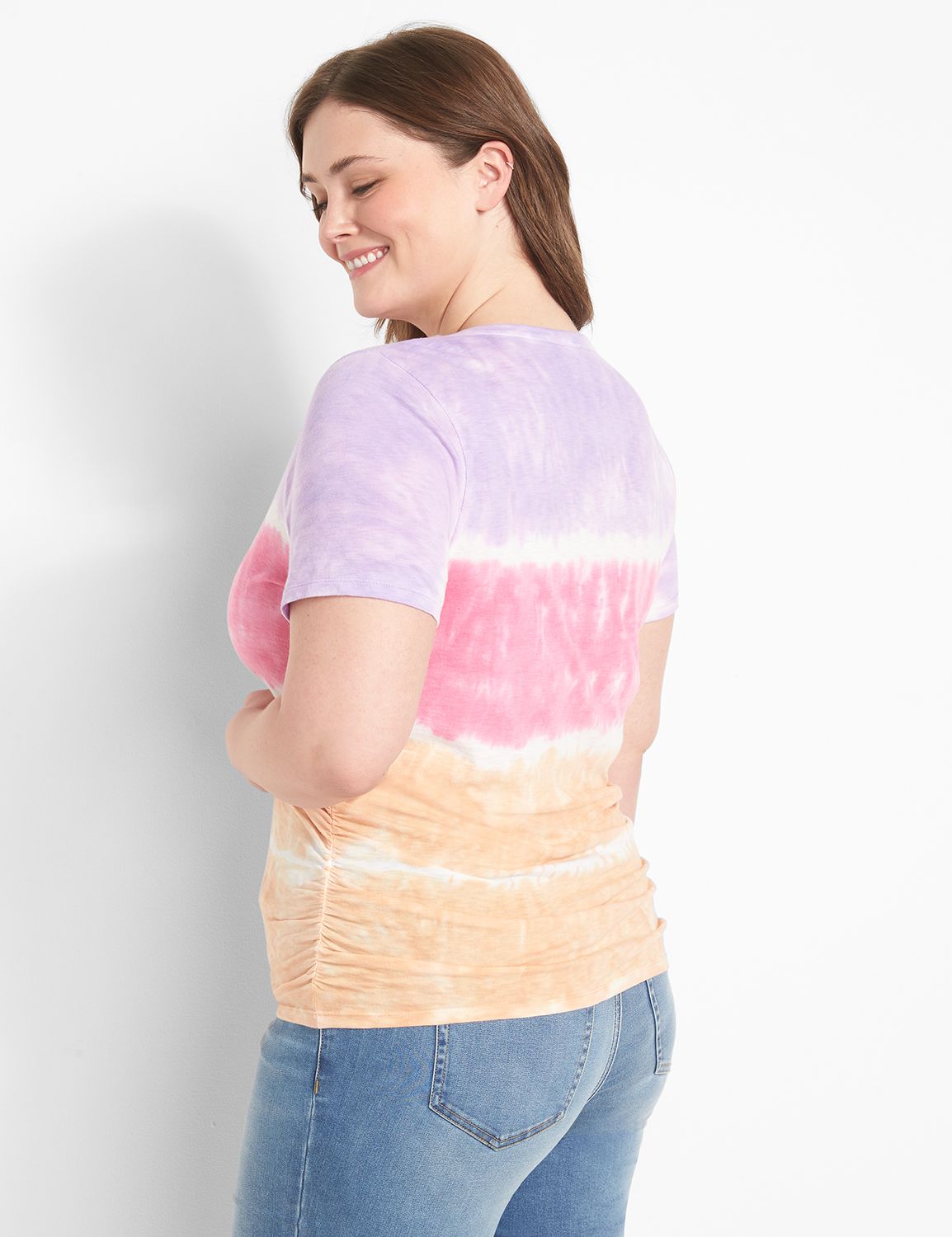 Short Sleeve V neck Side Ruched Tee