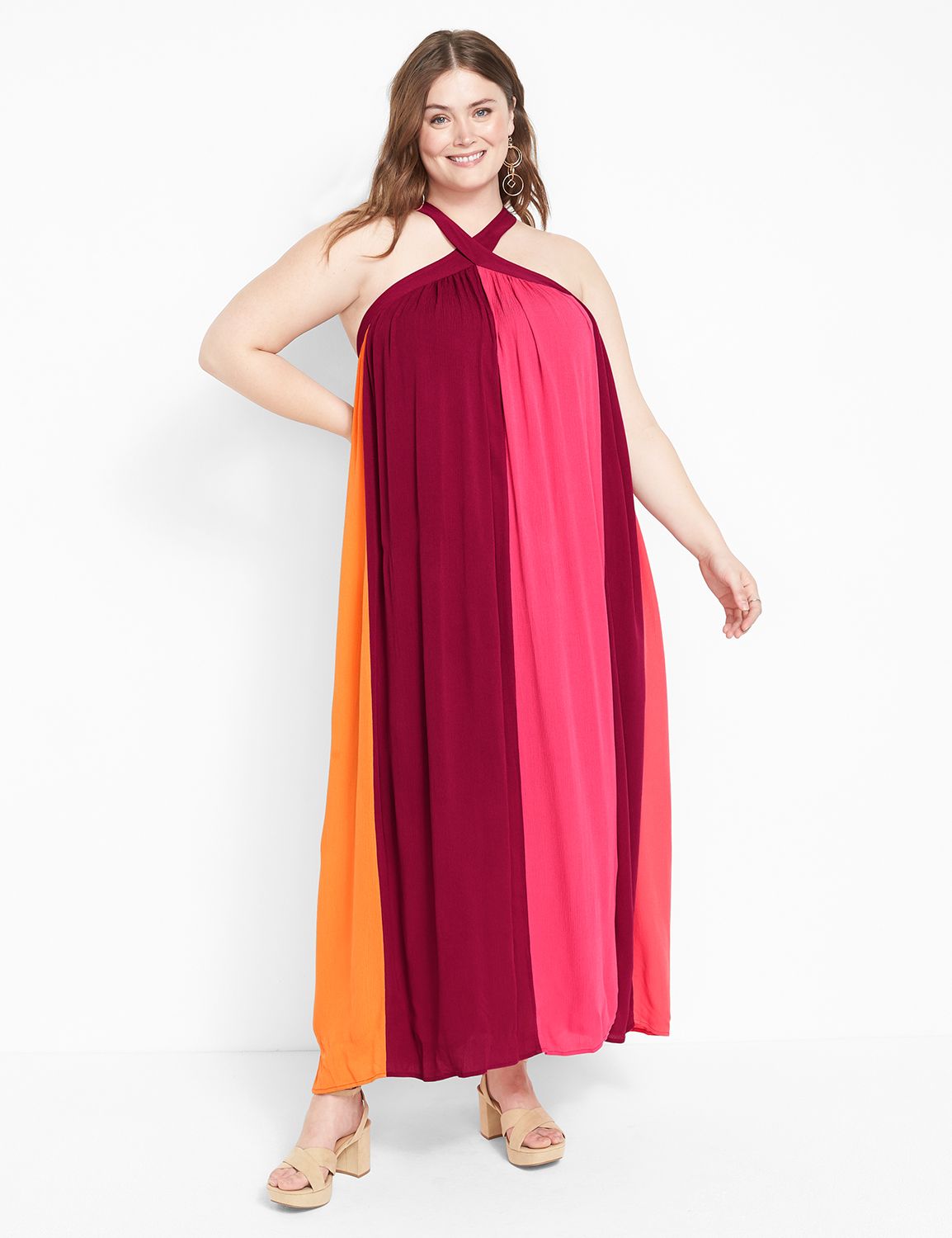 Halter Colorblock Maxi Dress