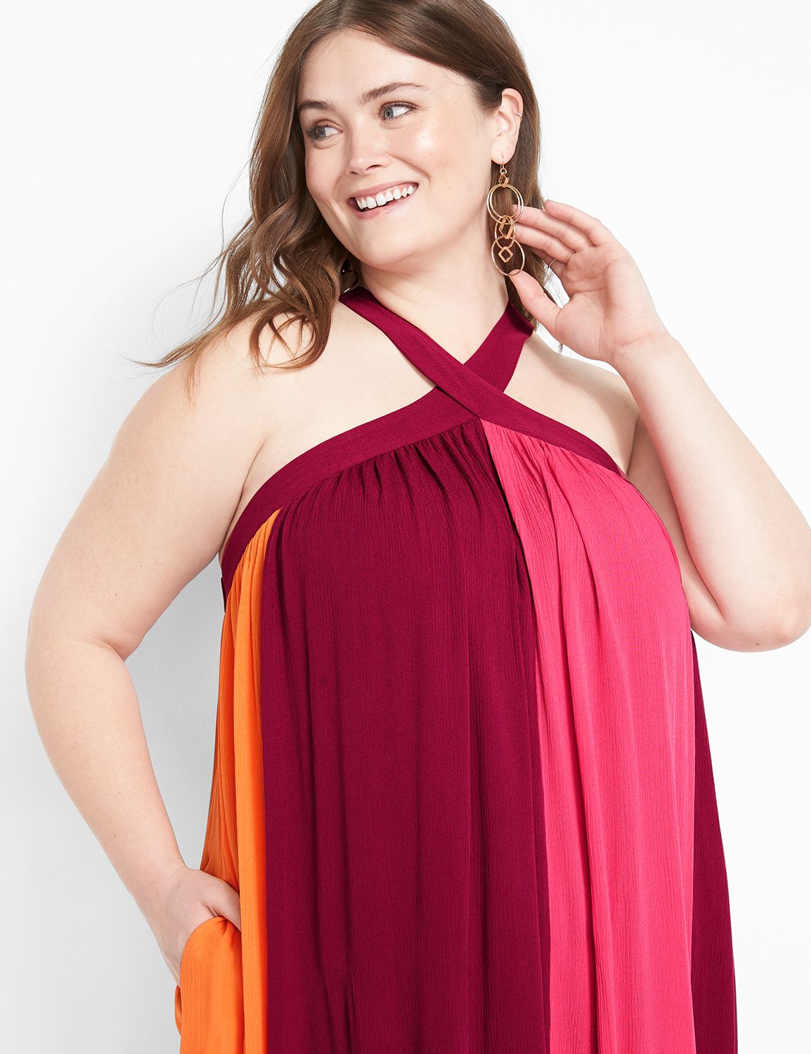 Halter Colorblock Maxi Dress