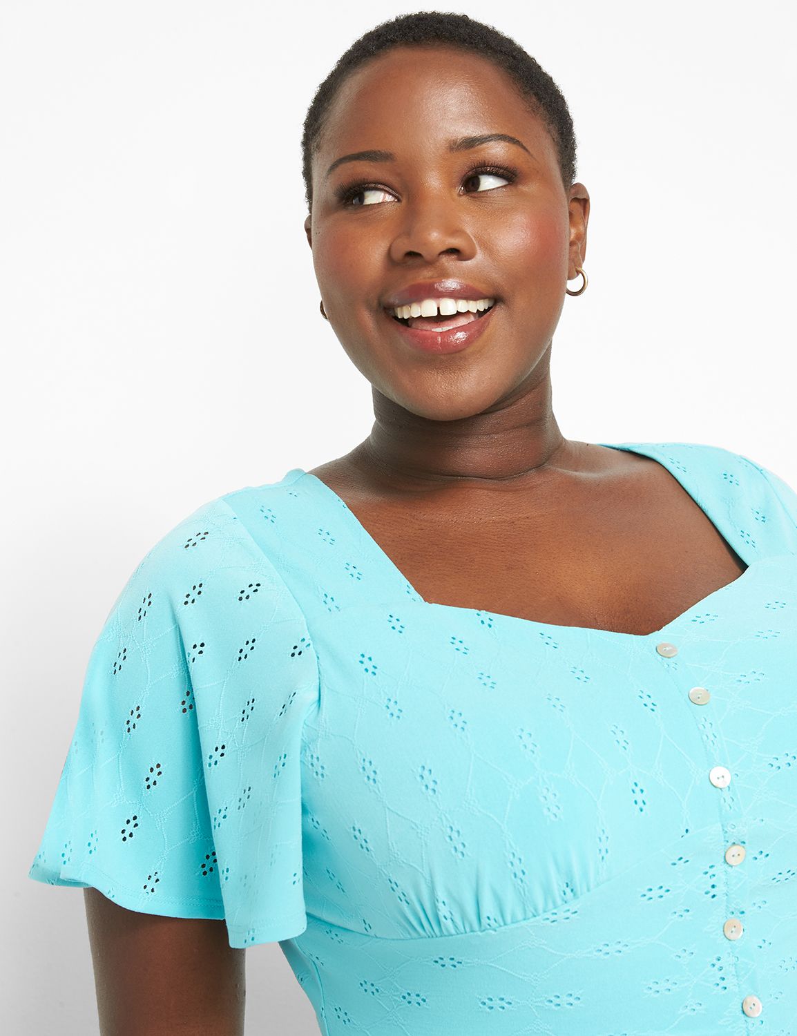 Short Flutter Sleeve Sweetheart Nec