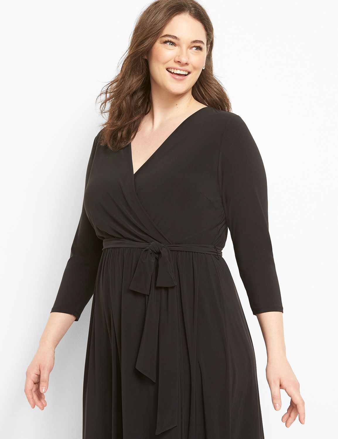 Surplice-Neck High-Low Dress