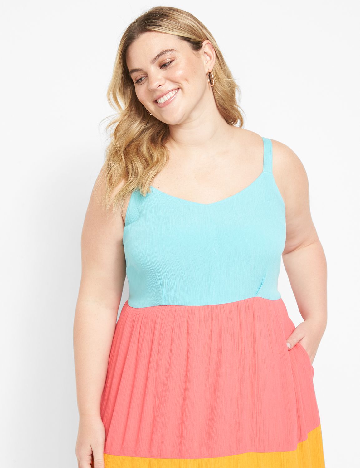 Sleeveless Colorblock Midi Dress