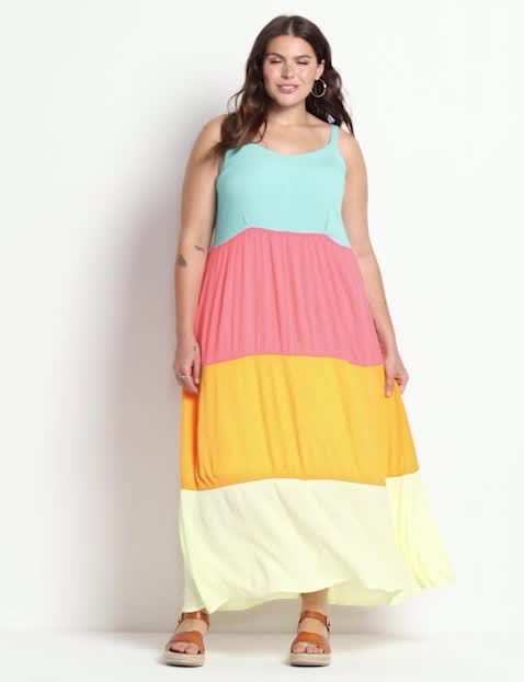 Sleeveless Colorblock Midi Dress