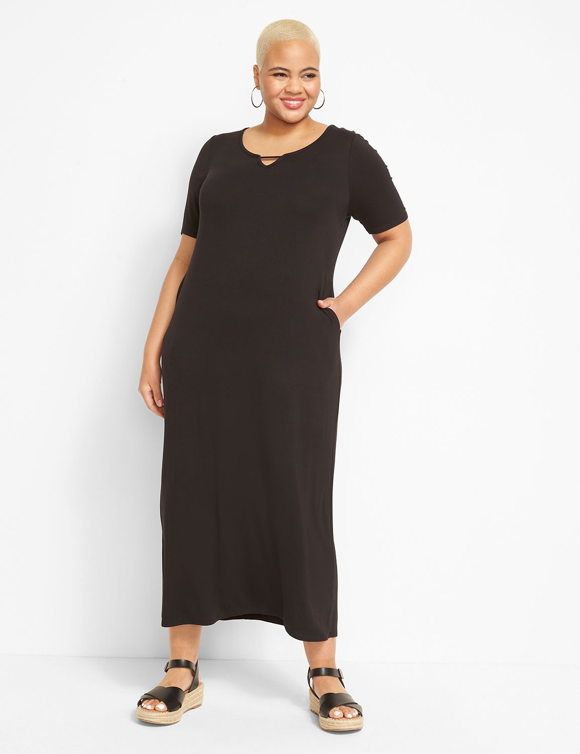 Perfect Sleeve Keyhole Neck Maxi Te