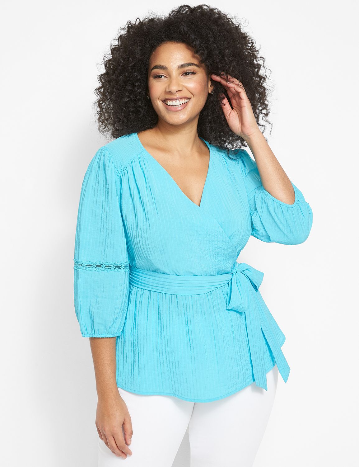 Surplice-Neck Belted Top