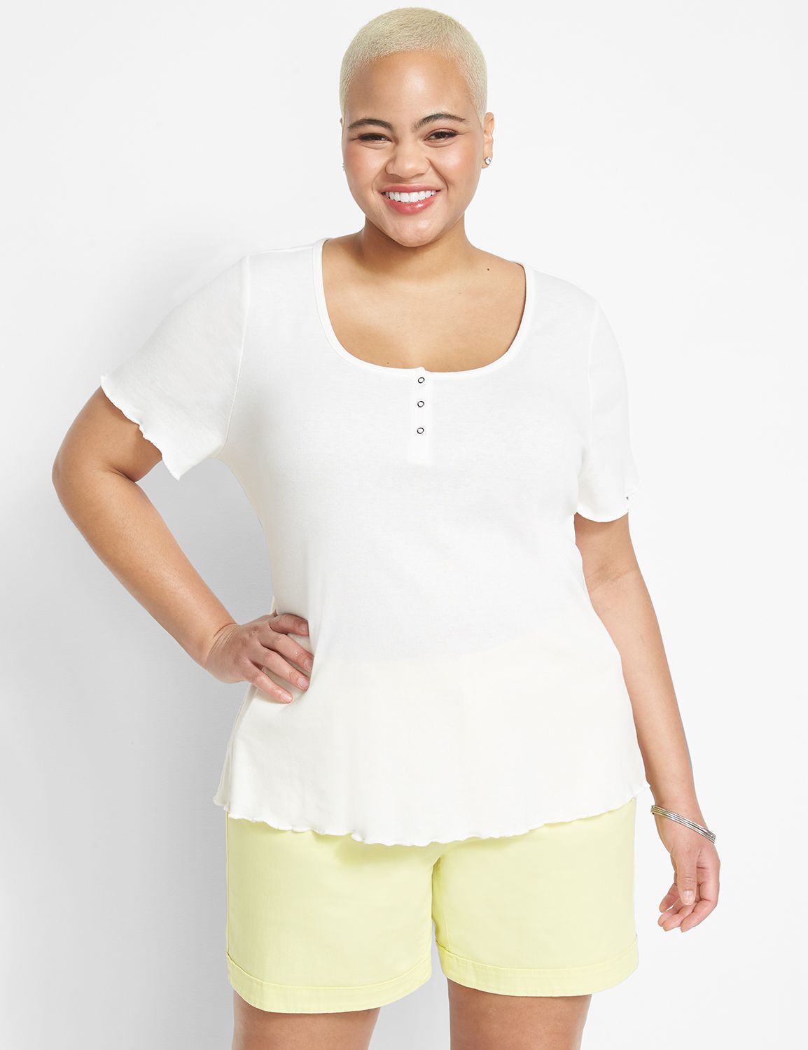 Short Sleeve Scoop Neck Snap Tee 11