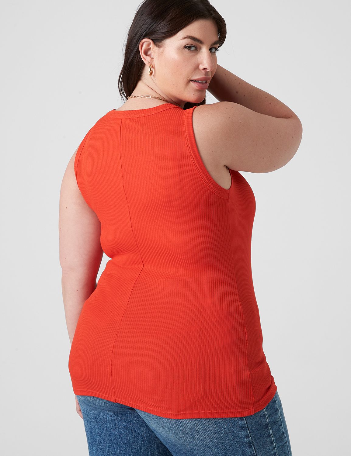 Sleeveless High Neck Rib Tank Fall/ | LaneBryant