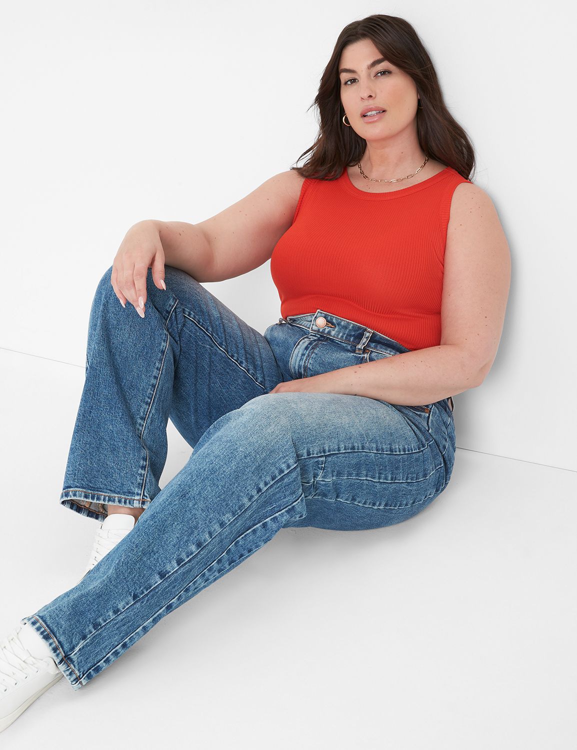 Sleeveless High Neck Rib Tank Fall/ | LaneBryant