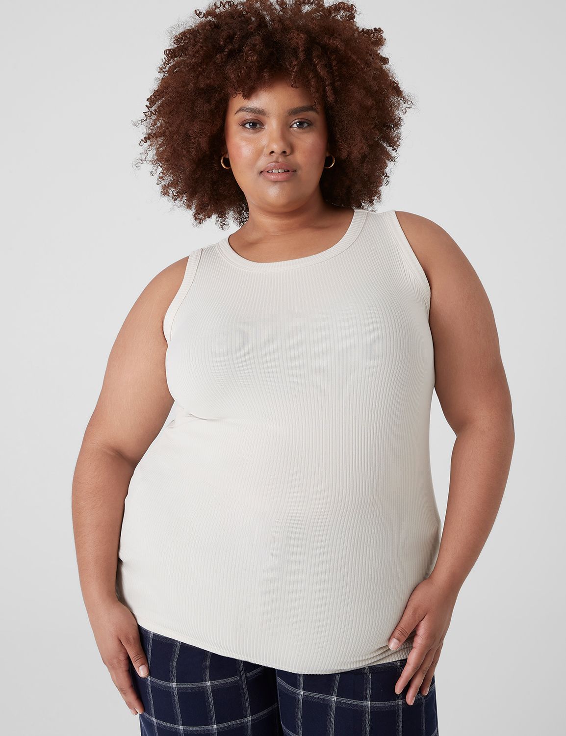 Sleeveless High Neck Rib Tank Fall/ | LaneBryant