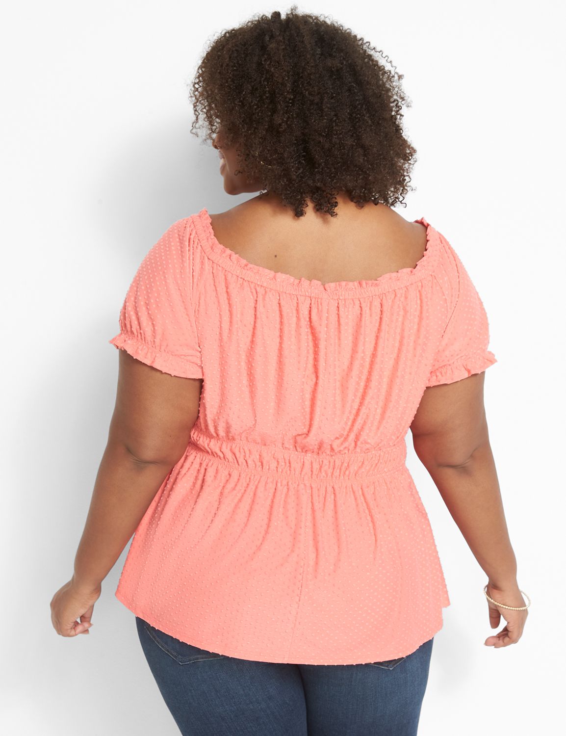 Short Blouson Sleeve Portrait Neck