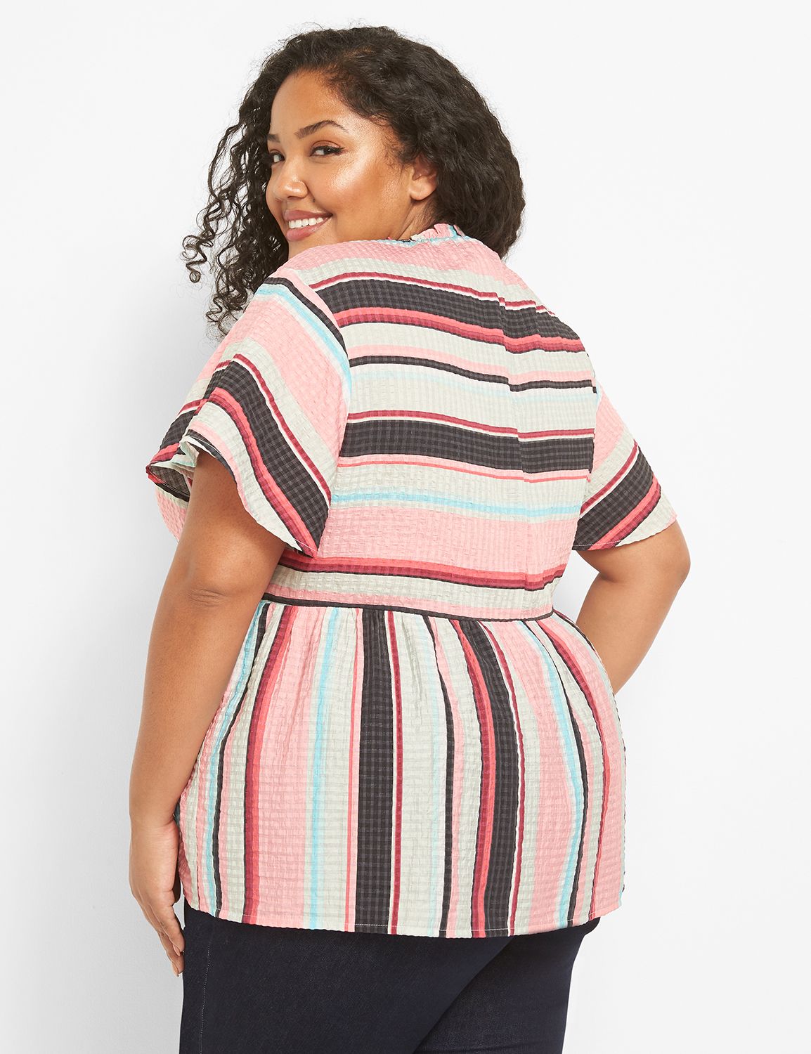 Ruffle Split-Neck Top