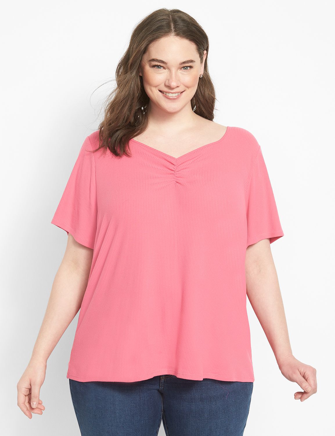 Short Sleeve Sweet Heart Neck Tee 1