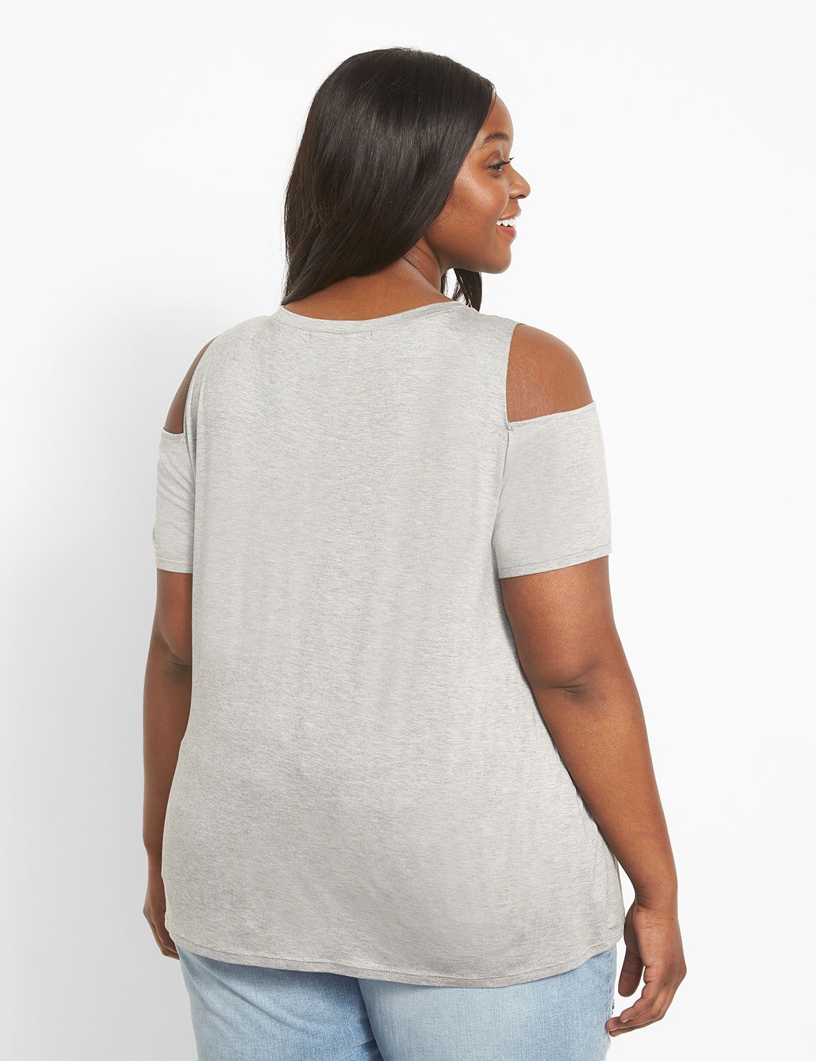 Classic Short-Sleeve Cold-Shoulder Crew-Neck KISS Graphic Tee
