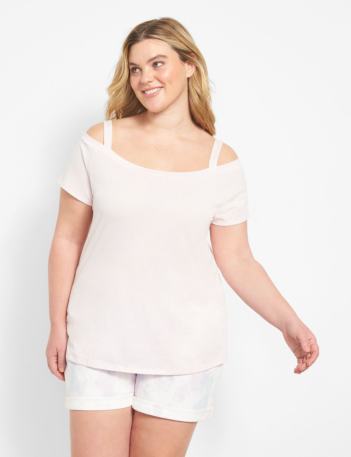 Classic Short-Sleeve Off-The-Shoulder Tee
