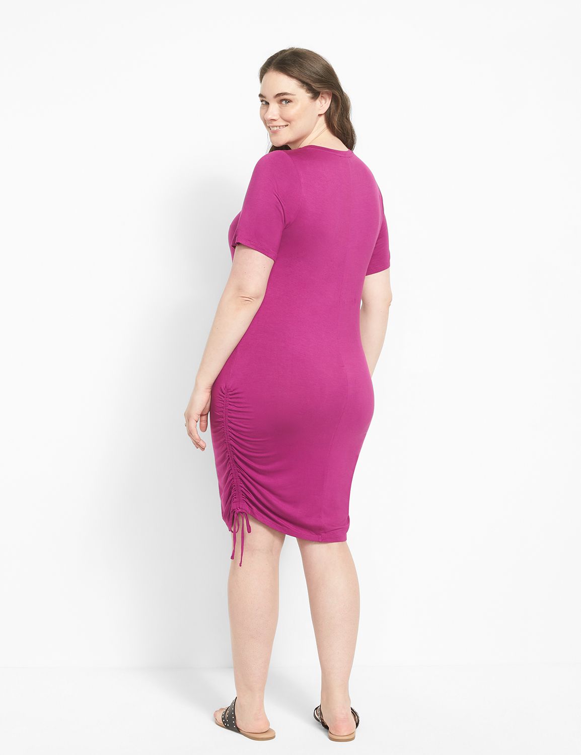 Short Sleeve Side Ruched Short Dres