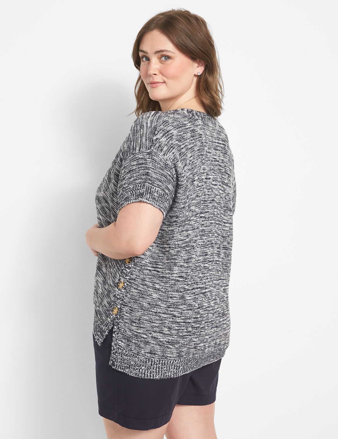 Short Sleeve Side Slit Open Front O