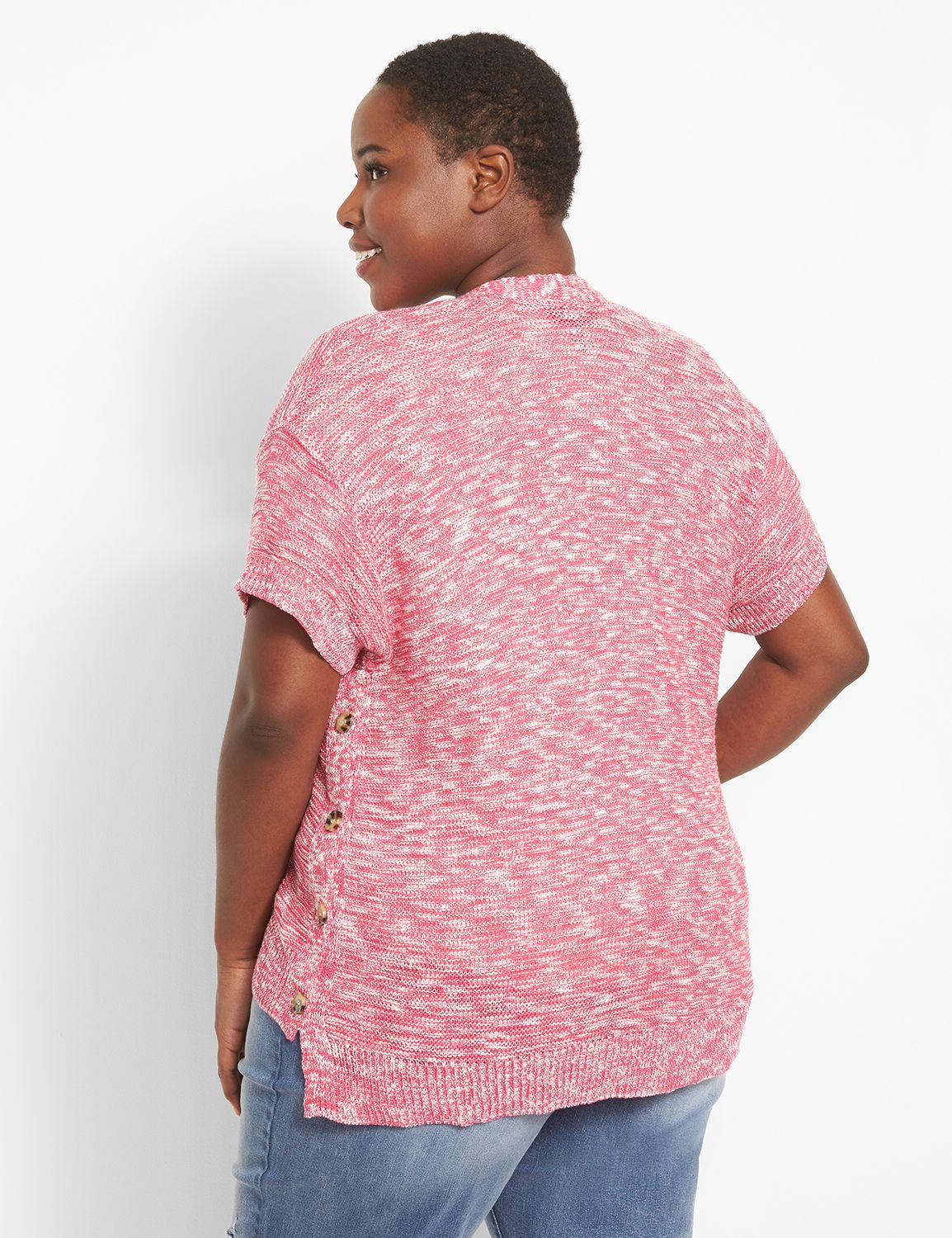 Short Sleeve Side Slit Open Front O