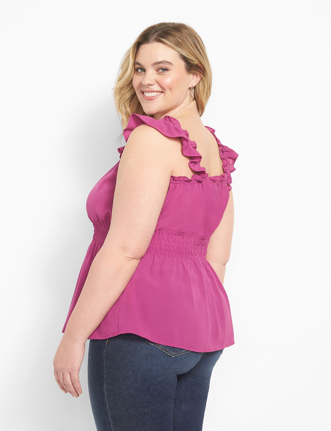 Fitted Square-Neck Smocked Cami